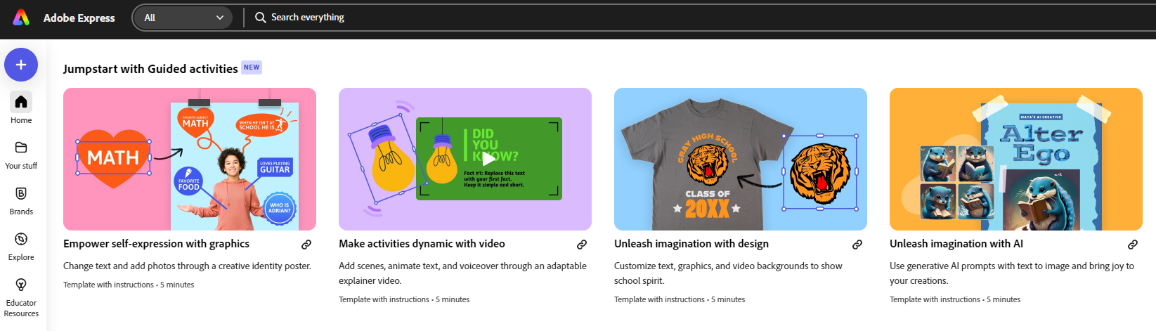 Adobe Express for Education – Guided Activities – Glow Connect