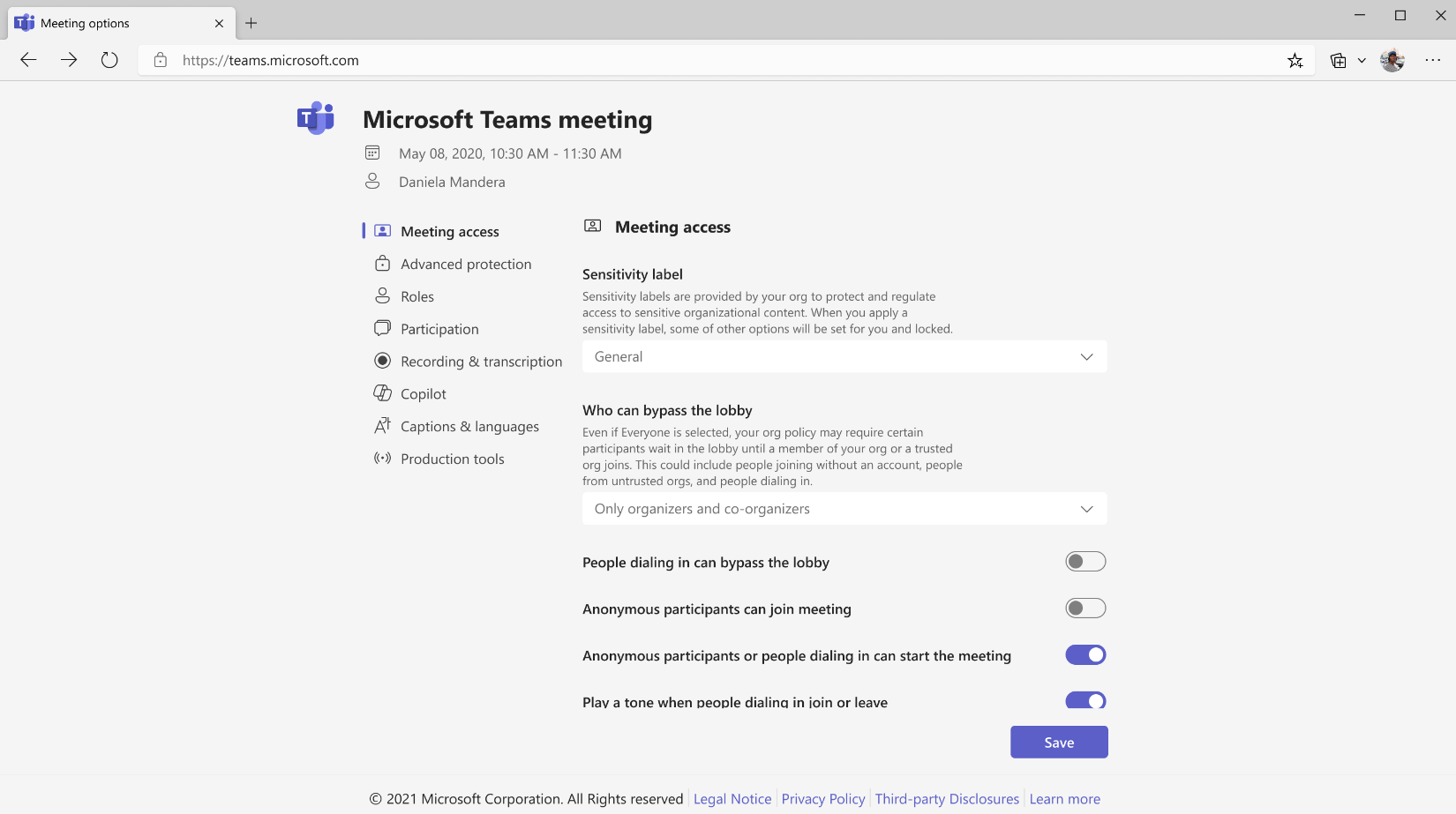 Microsoft Teams – Meeting Options Categorisation – Glow Connect