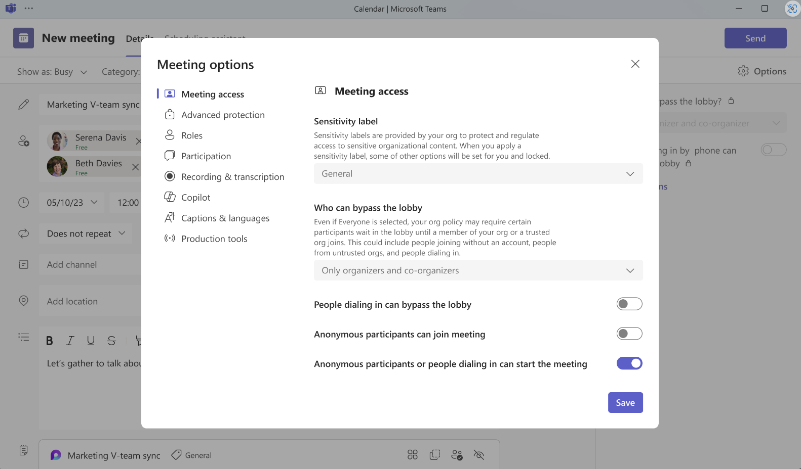 Microsoft Teams – Meeting Options Categorisation – Glow Connect