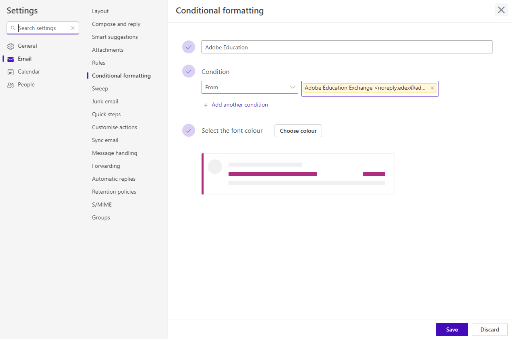 Conditional Formatting for Outlook (Web and Windows) – Glow Connect