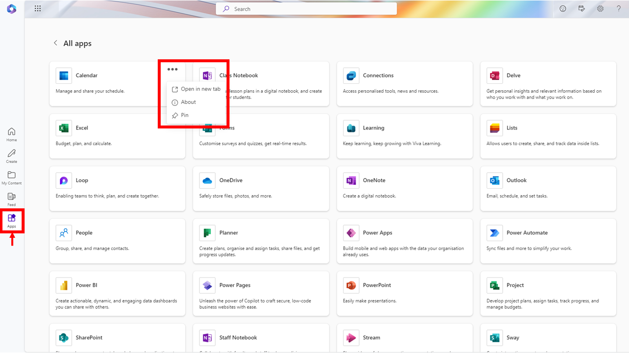 New Microsoft 365 Apps Landing Page – Glow Connect